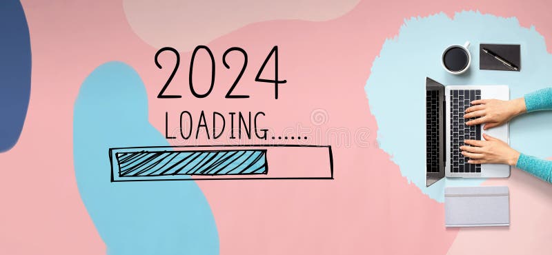 Loading New Year 2024 with Person Using a Laptop Stock Photo - Image of ...