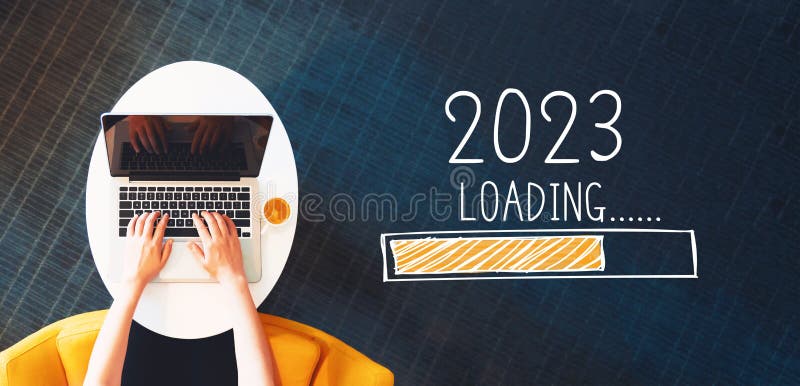 Loading New Year 2023 with Person Using a Laptop Stock Image - Image of ...