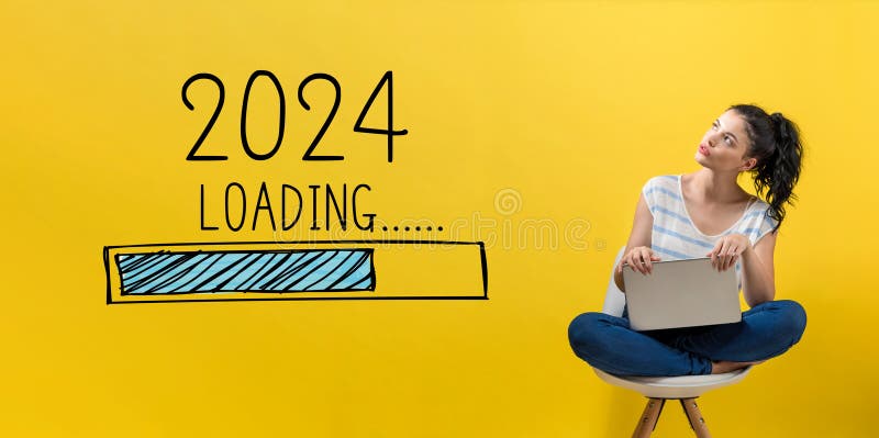 Loading New Year 2024 with Person Using a Laptop Stock Photo - Image of ...