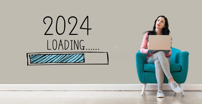 Loading New Year 2024 with Person Using a Laptop Stock Photo - Image of ...