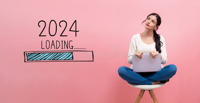 Loading New Year 2024 with Person Using a Laptop Stock Photo - Image of ...
