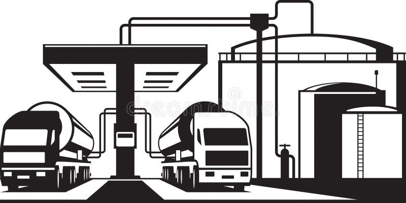 Loading Oil Tank Trucks at Petroleum Terminal Stock Vector ...