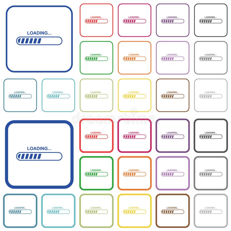 Loading Outlined Flat Color Icons Stock Vector - Illustration of ...