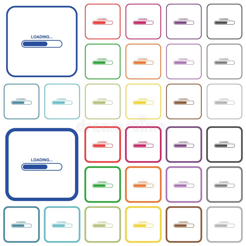 Loading Outlined Flat Color Icons Stock Vector - Illustration of ...