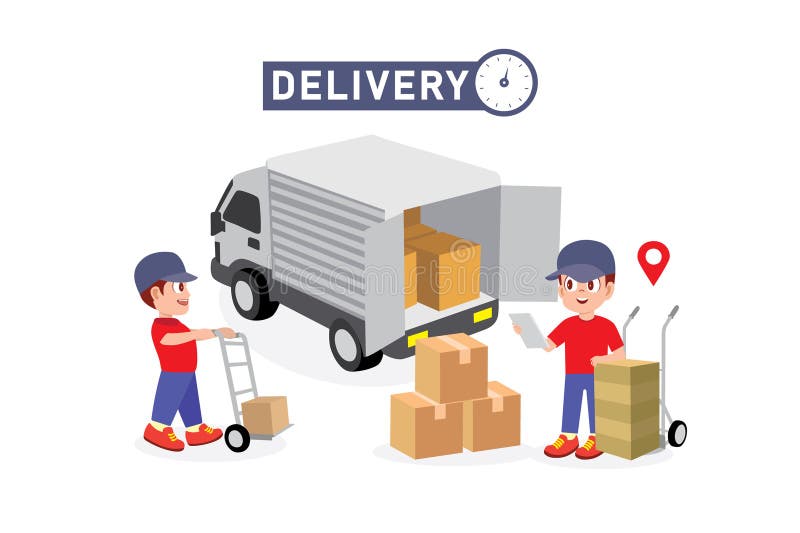 Loading Packages for Timely and Safe Transport Stock Vector ...