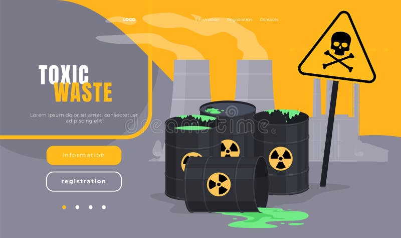 Loading Page with Radioactive Waste in Barrels. Industrial ...