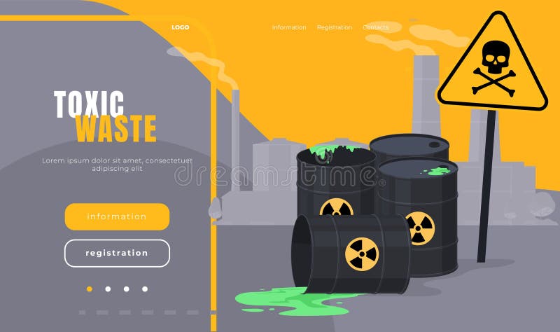 Loading Page with Radioactive Waste in Barrels. Industrial ...