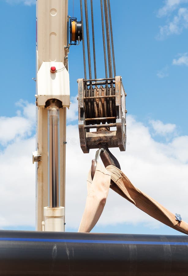 Crane Works. the Load-lifting Mechanism in Work Stock Photo - Image of ...