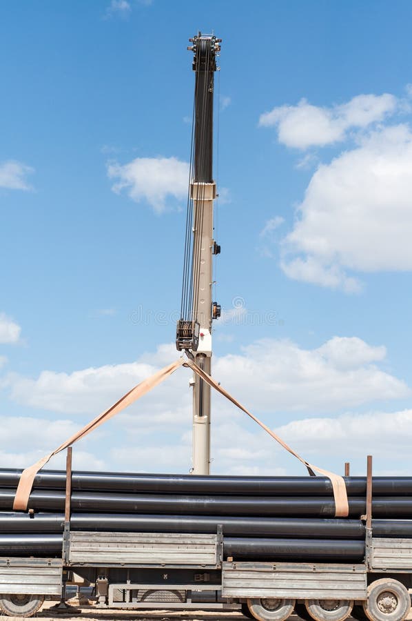 Crane Works. the Load-lifting Mechanism in Work Stock Photo - Image of ...