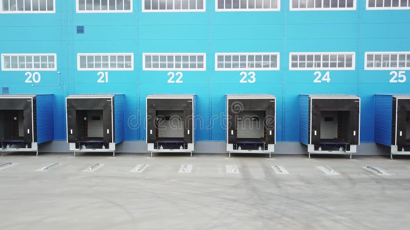 Loading Platforms in the Warehouse. Large Logistics Center for an ...