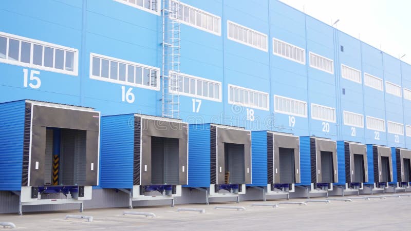 Loading Platforms in the Warehouse. Large Logistics Center for an ...