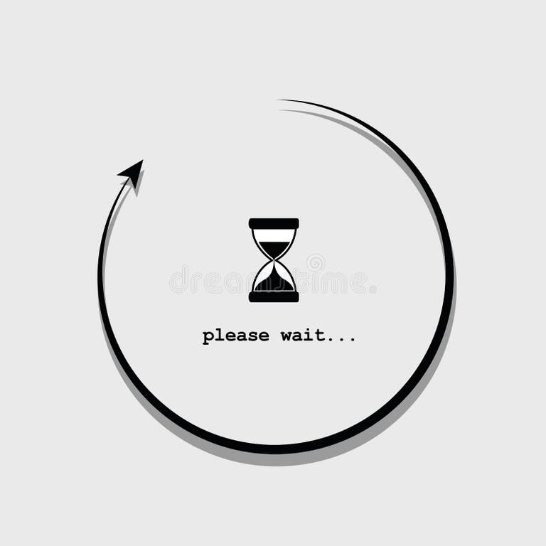 Loading Please Wait Infographic with Hourglass in a Circle Stock Vector ...