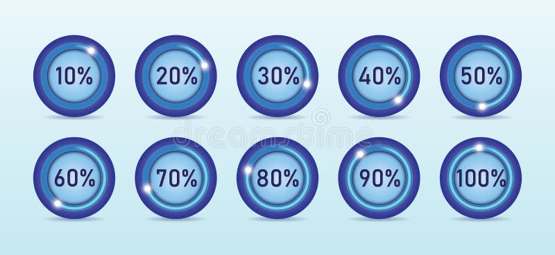 Loading Process in Different Percentage Round Shape Vector Illustration ...