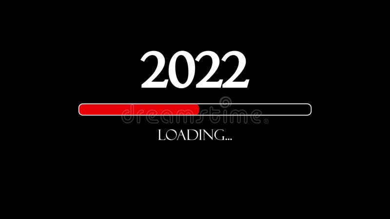 2022 Loading Progress Bar on Black Background. New Year Progression and ...