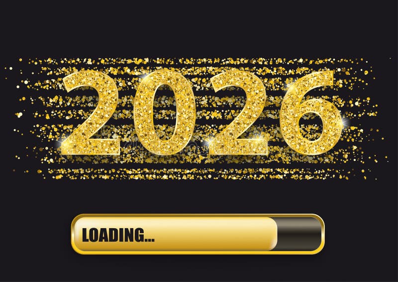 2026 Loading Progress Bar Golden Confetti Night Stock Vector ...