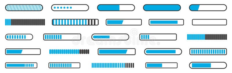 Loading Progress Bar Icon Collection Set Of Progress Scale Of Process Upgrade Status Upload