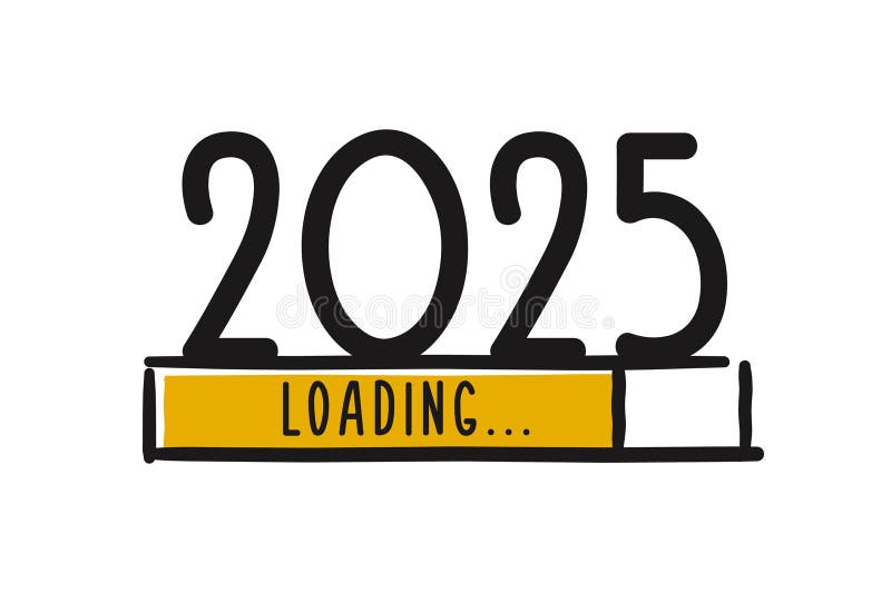 2025 Loading Progress Bar Icon. Vector Doodle Illustration for New Year ...