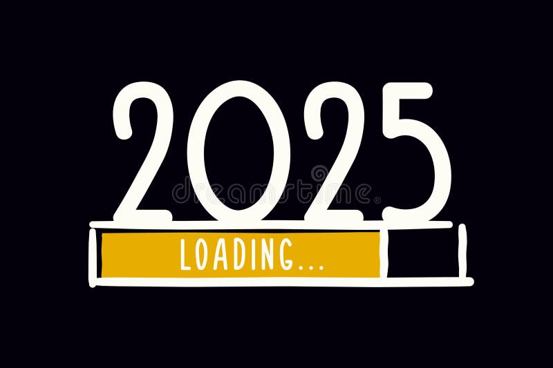 2025 Loading Progress Bar Icon. Vector Doodle Illustration for New Year ...