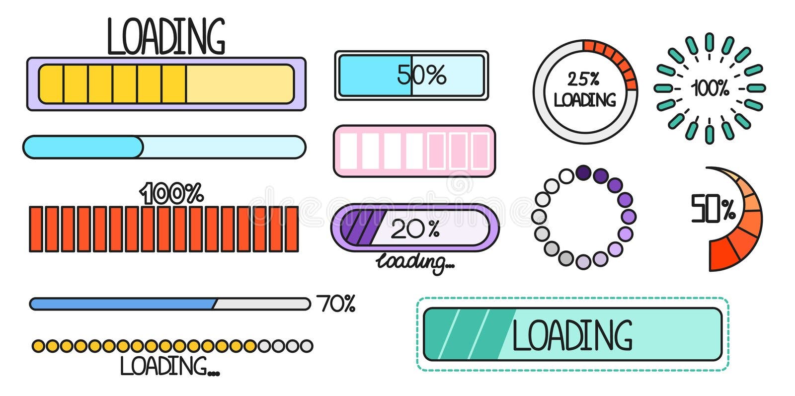 Progress Bar in Doodle Sketch Style Stock Vector - Illustration of ...
