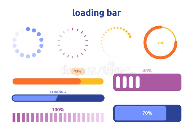 Loading Progress Bar Icons Vector Set Stock Vector - Illustration of ...