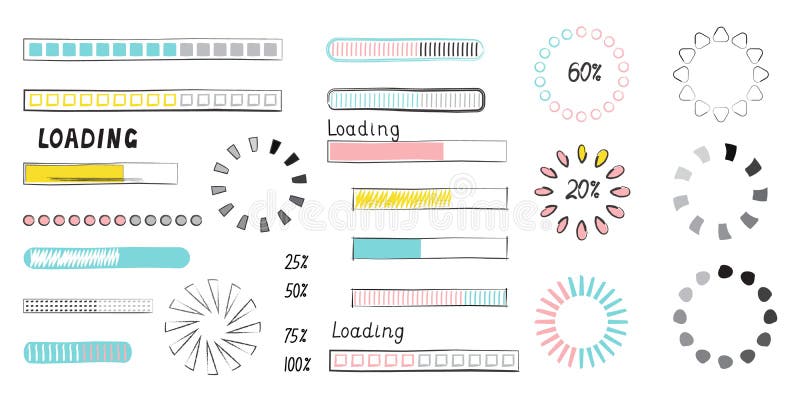 Loading Progress Bar Vector Style in Doodle Style. Updated Progress ...