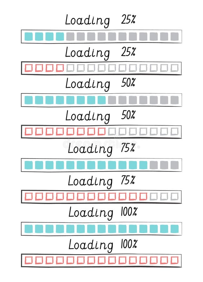 Loading Progress Bar Vector Style in Doodle Style. Updated Progress ...