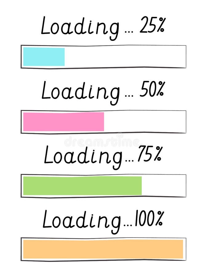 Loading Progress Bar Vector Style in Doodle Style. Updated Progress ...