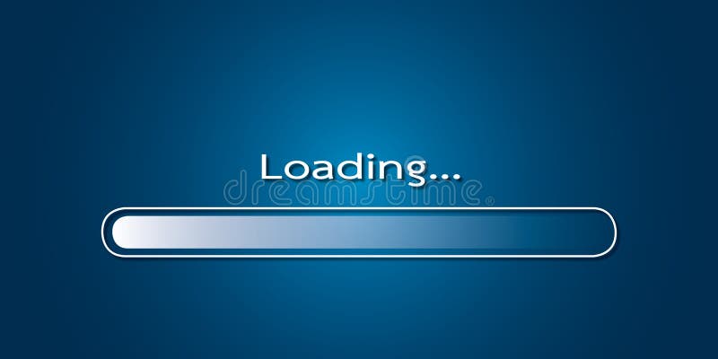 Loading Progress Bar with White Scale on Blue Background. Monitor or ...