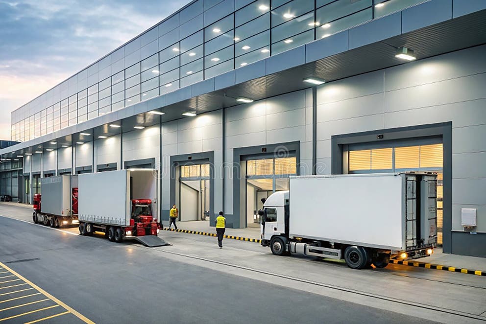 Loading Ramp Doors at Distribution Center. Modern Logistics Center ...