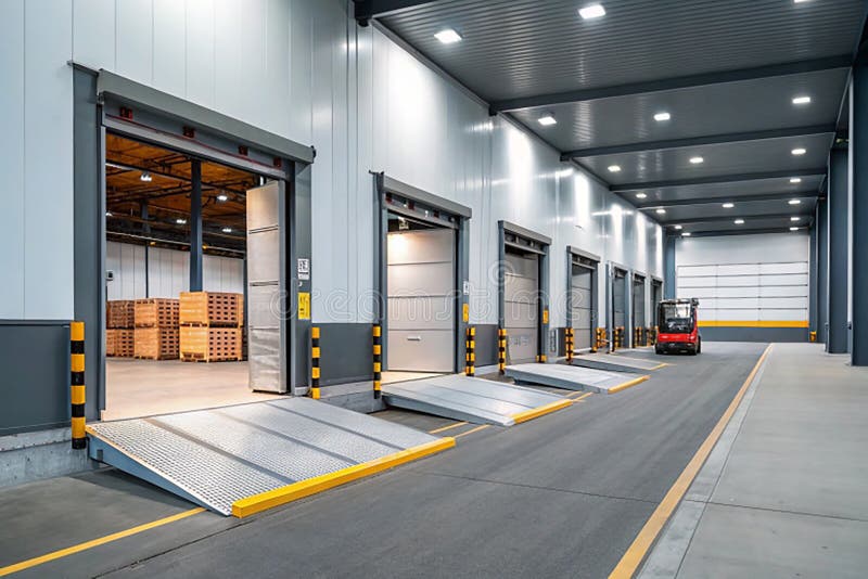 Loading Ramp Doors at Distribution Center. Modern Logistics Center ...