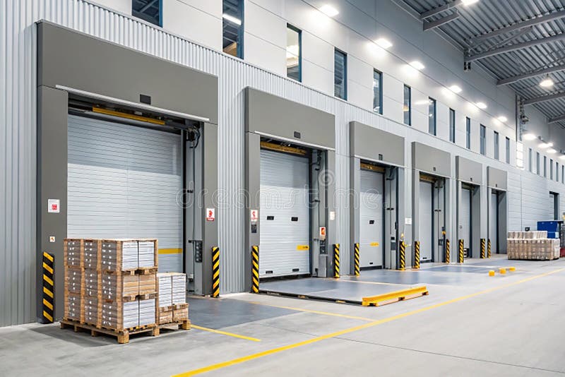 Loading Ramp Doors at Distribution Center. Modern Logistics Center ... Loading Ramp Doors at Distribution Center. Modern Logistics Center ...