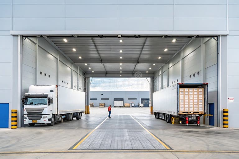 Loading Ramp Doors at Distribution Center. Modern Logistics Center ...