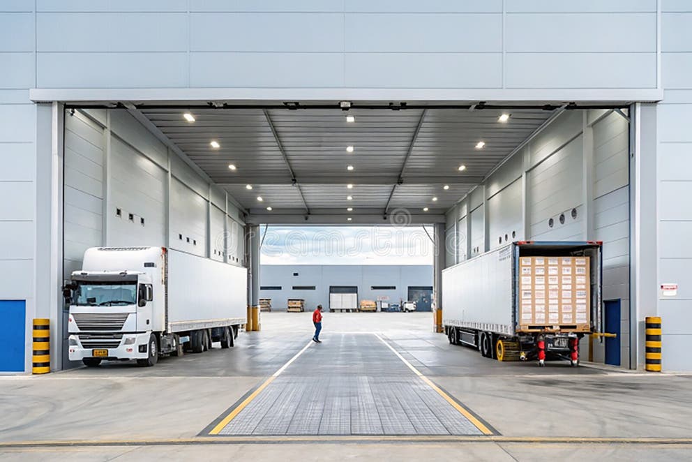 Loading Ramp Doors at Distribution Center. Modern Logistics Center ...