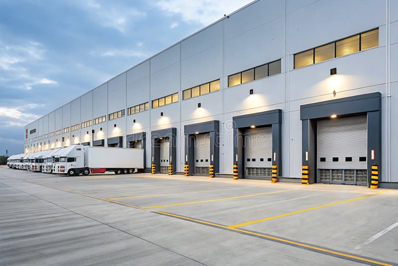 Loading Ramp Doors at Distribution Center. Modern Logistics Center ...