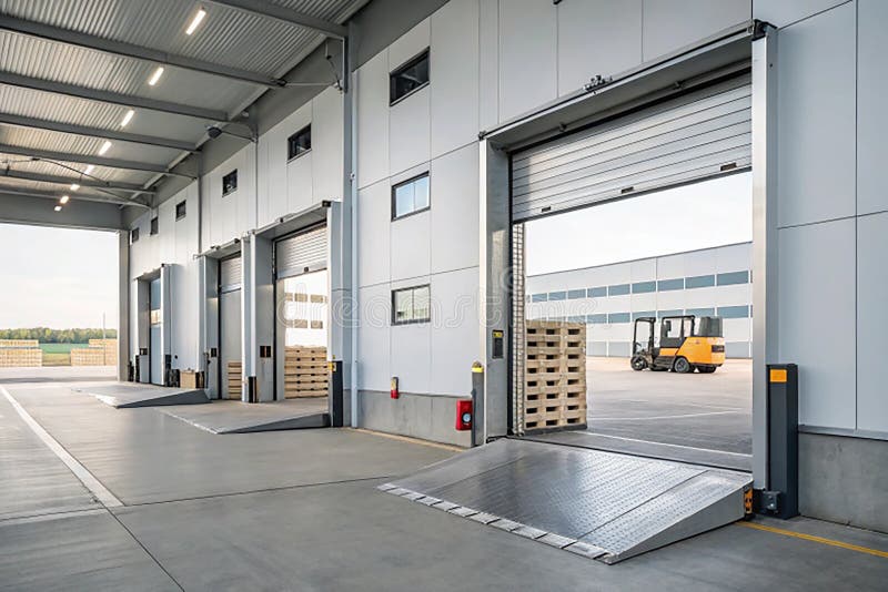 Loading Ramp Doors at Distribution Center. Modern Logistics Center ...