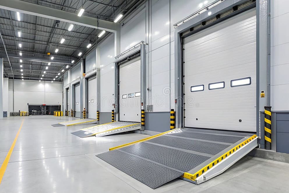 Loading Ramp Doors at Distribution Center. Modern Logistics Center ...