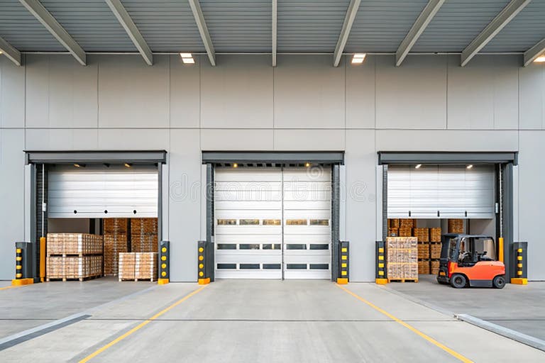 Loading Ramp Doors at Distribution Center. Modern Logistics Center ...