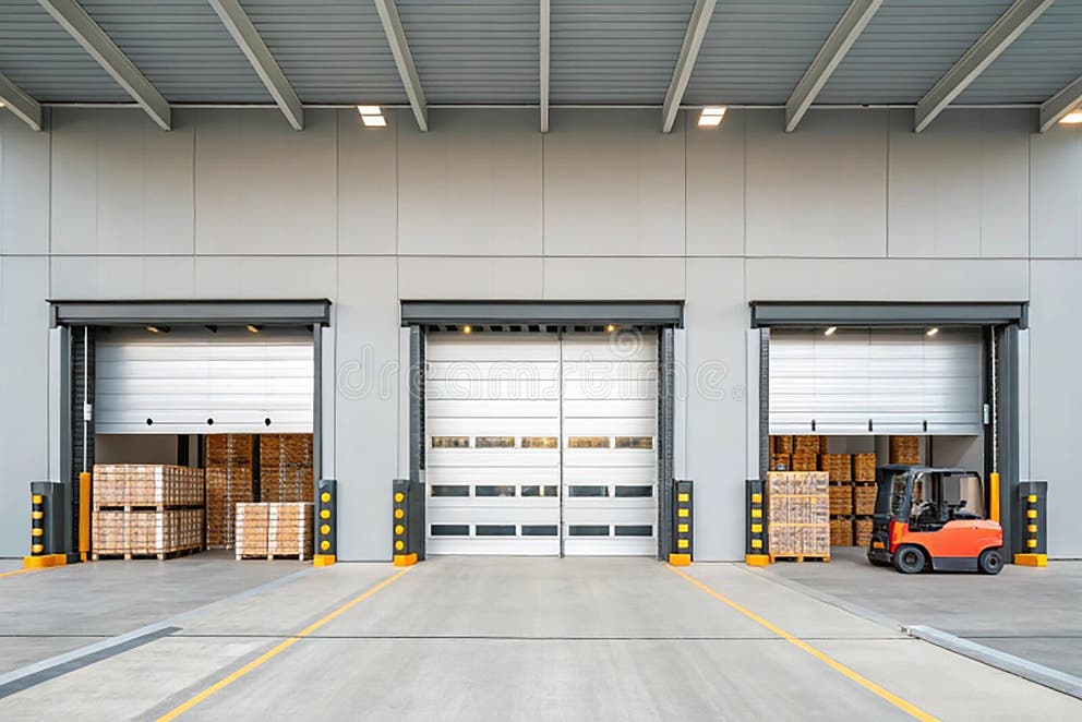 Loading Ramp Doors at Distribution Center. Modern Logistics Center ...