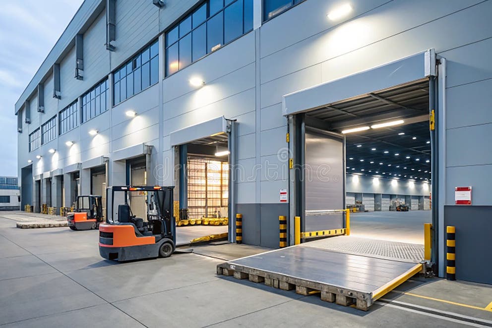 Loading Ramp Doors at Distribution Center. Modern Logistics Center ...
