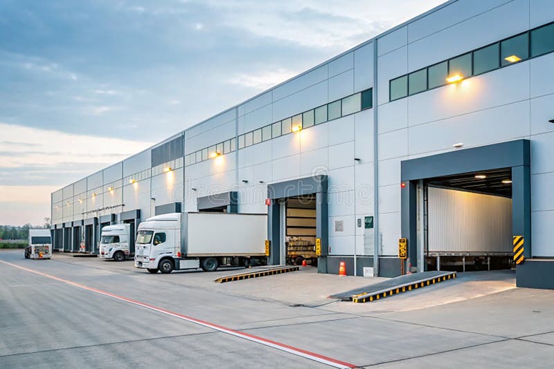 Loading Ramp Doors at Distribution Center. Modern Logistics Center ...