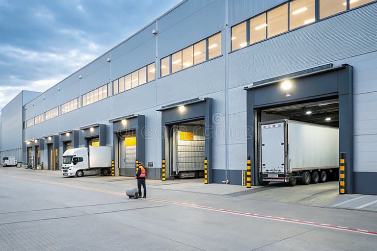 Loading Ramp Doors at Distribution Center. Modern Logistics Center ...