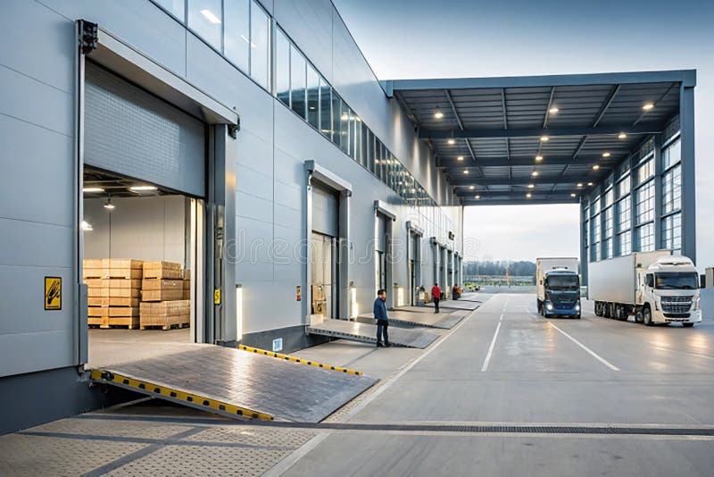 Loading Ramp Doors at Distribution Center. Modern Logistics Center ...