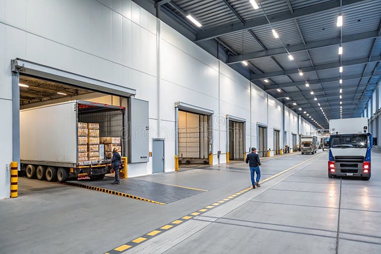 Loading Ramp Doors at Distribution Center. Modern Logistics Center ...