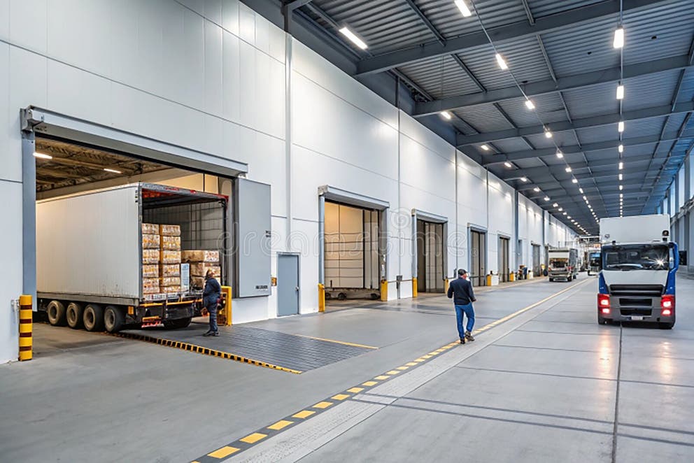 Loading Ramp Doors at Distribution Center. Modern Logistics Center ...