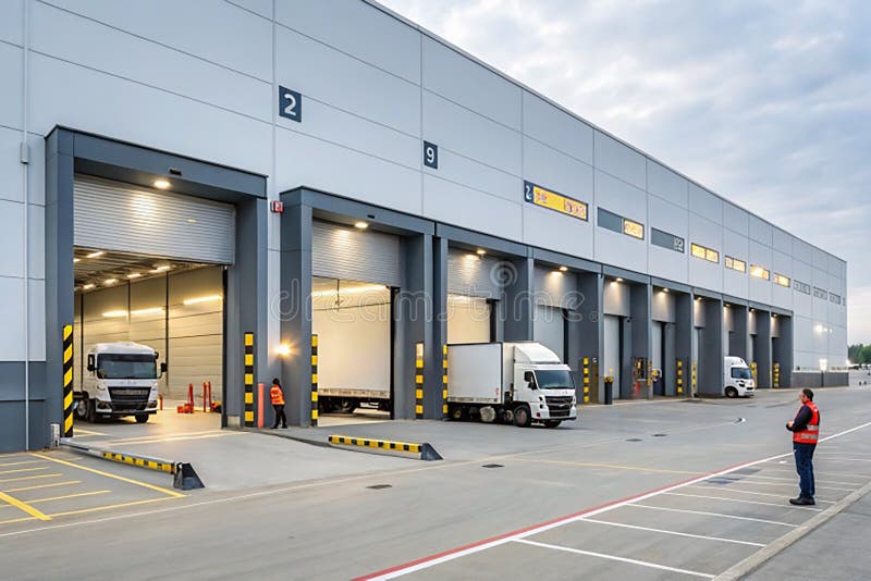 Loading Ramp Doors at Distribution Center. Modern Logistics Center ...