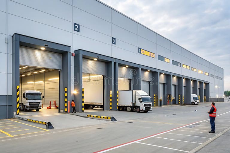 Loading Ramp Doors at Distribution Center. Modern Logistics Center ...