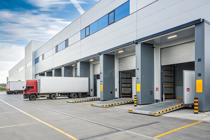 Loading Ramp Doors at Distribution Center. Modern Logistics Center ...