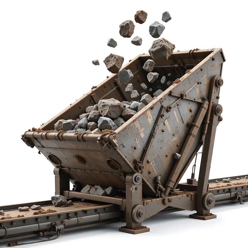 Loading Rocks into Industrial Hopper on Conveyor Belt for Processing ...