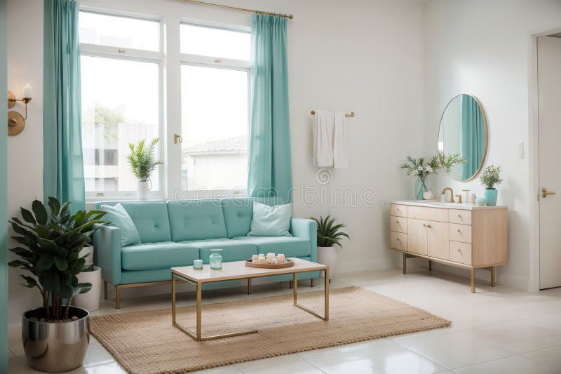 Showcasing Interior Design in Style Pastel Paradise Stock Illustration ...