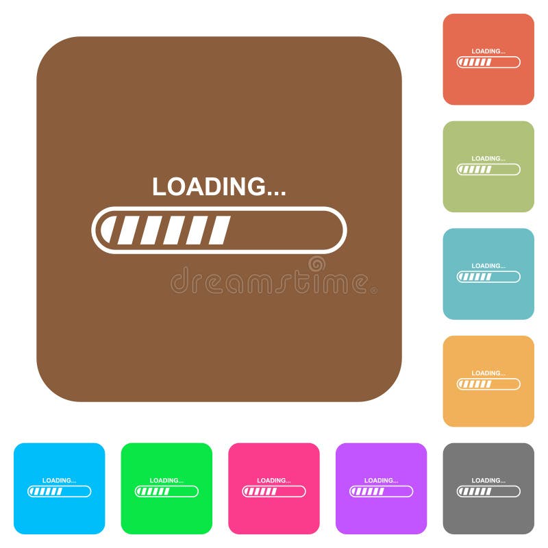 Loading Rounded Square Flat Icons Stock Vector - Illustration of ...